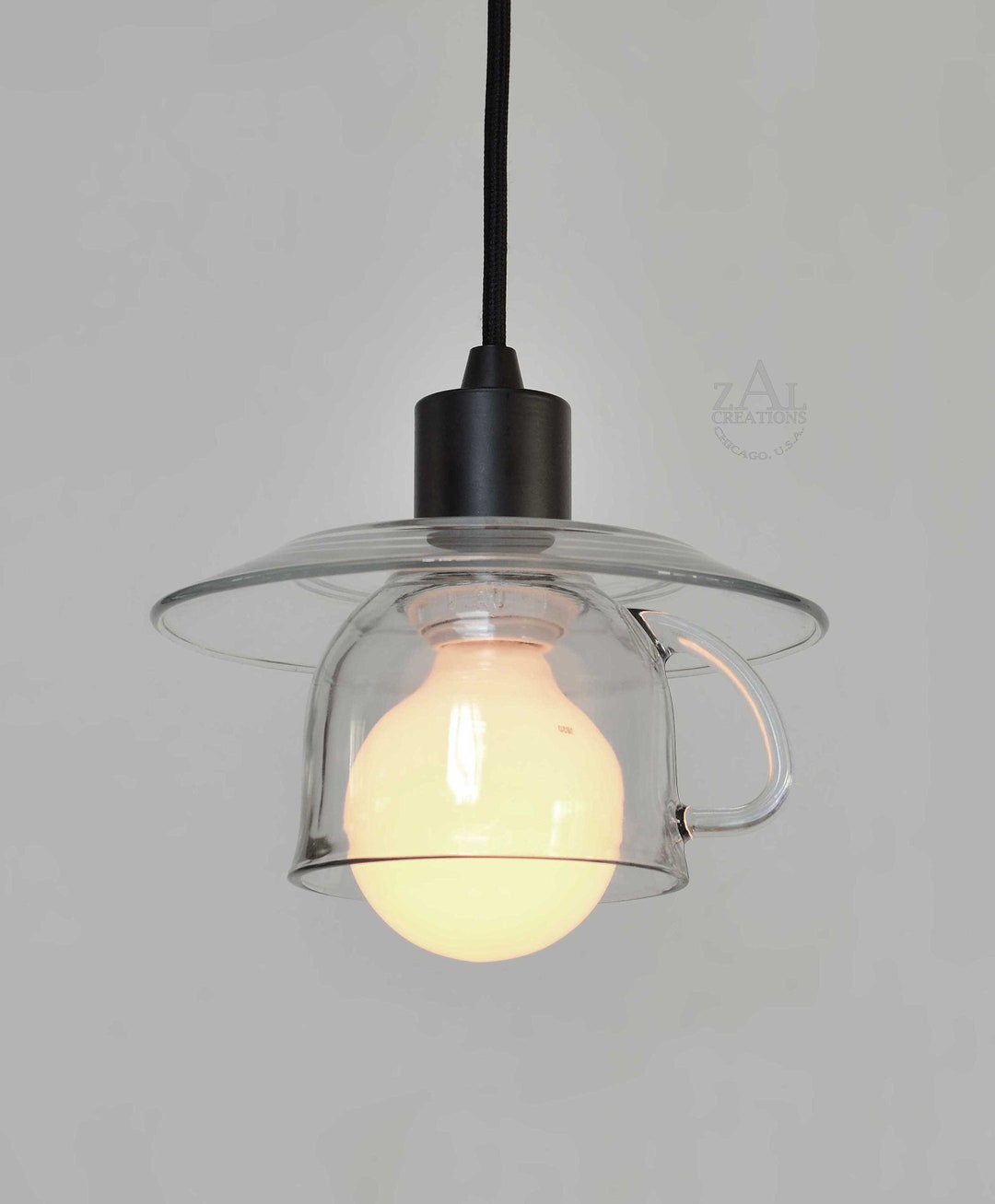 Pendant Light. Clear Glass Coffee Mug. Tea Cup With Plate - Etsy
