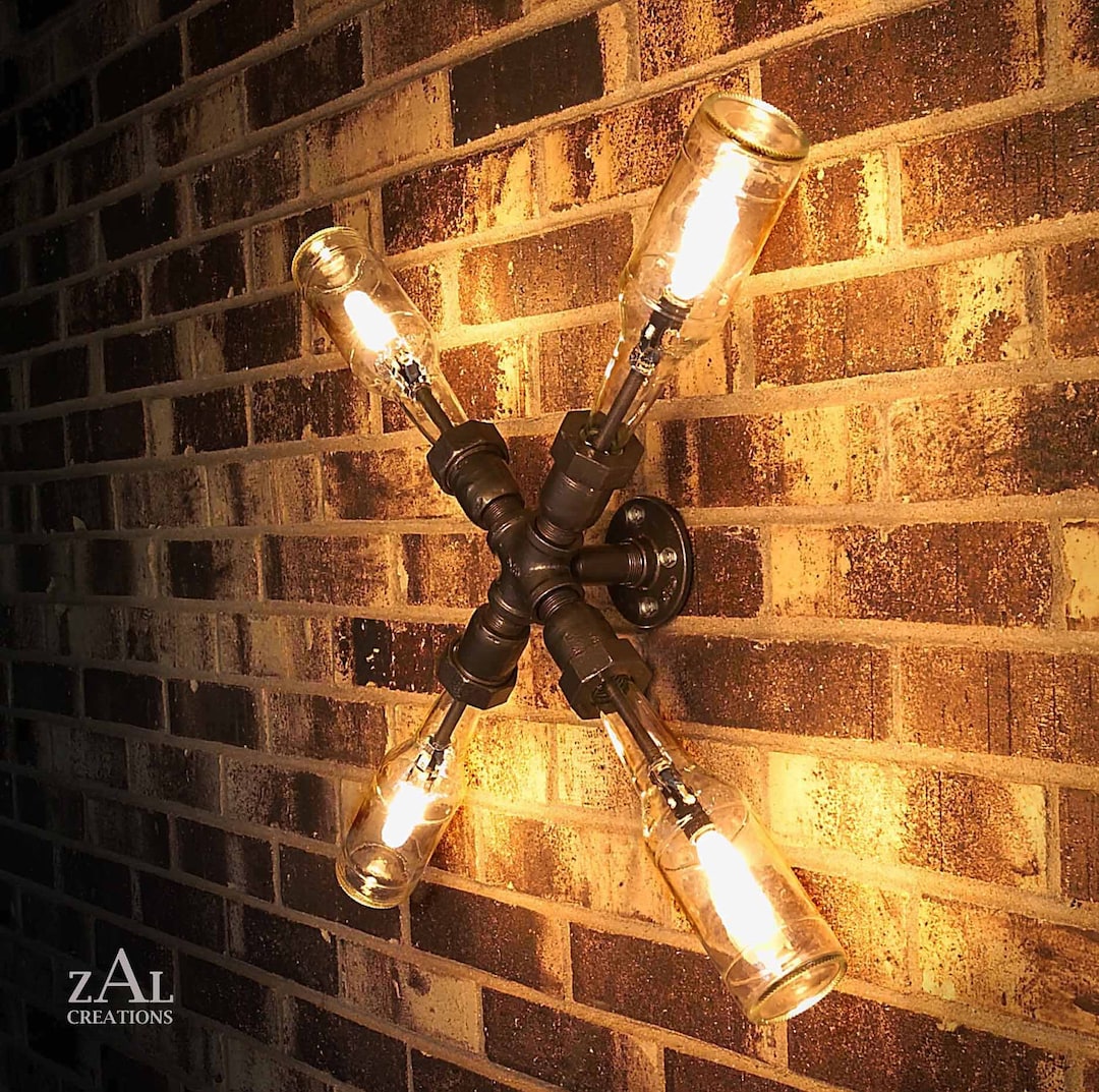 Wall Light. Lamp. Beer Bottles, Plumbing Pipe & Fittings. Wall Light ...