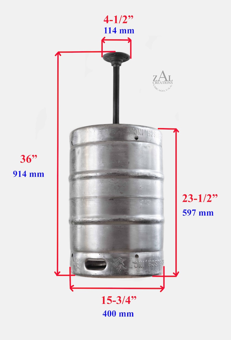 Beer Keg Light, Keg Lighting, Ceiling Light. Stainless Steel Barrel ...