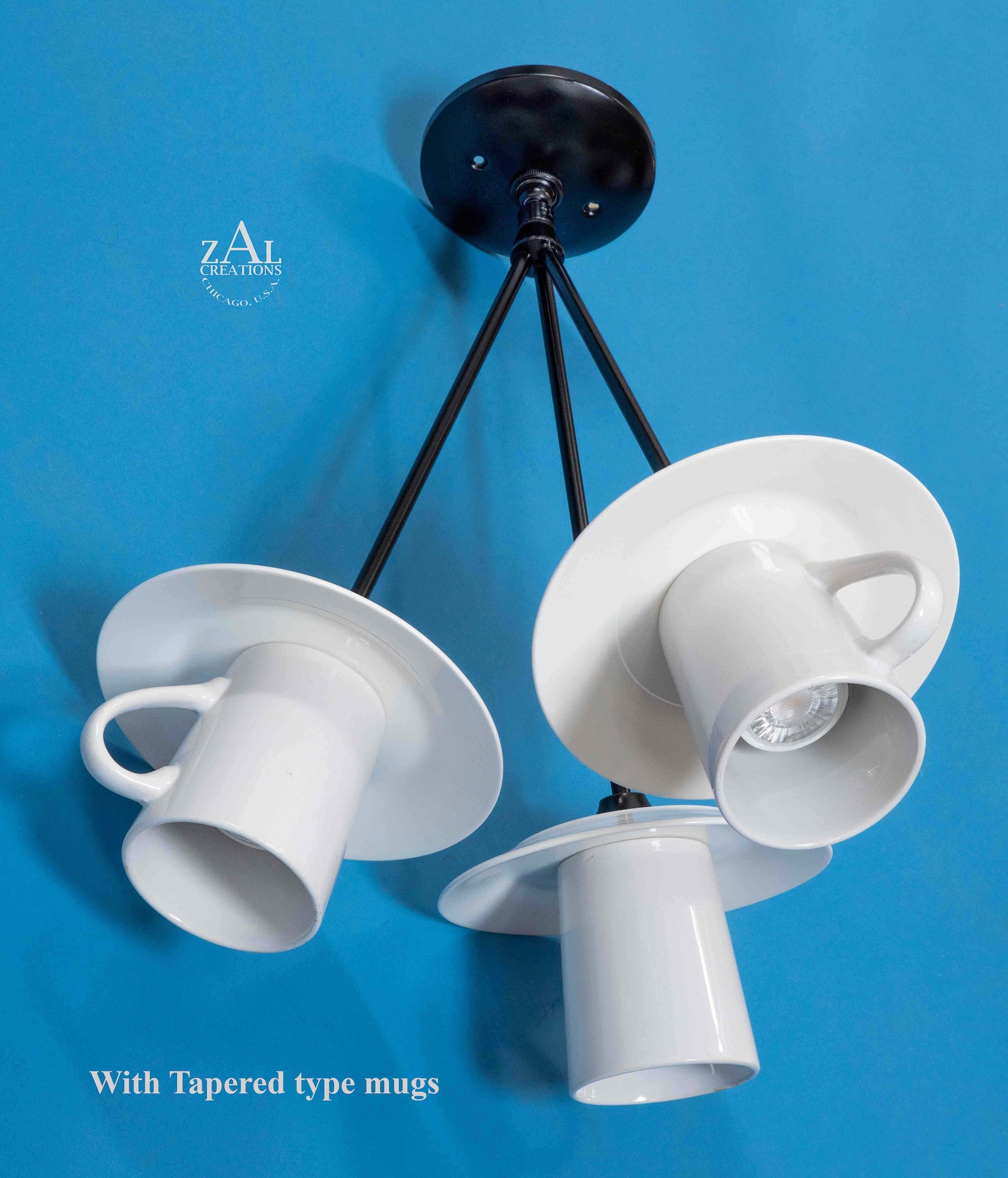 Chandelier Pendant Light. Coffee Cup. Mug. Teacup. Ceiling Light. 3 Arm ...