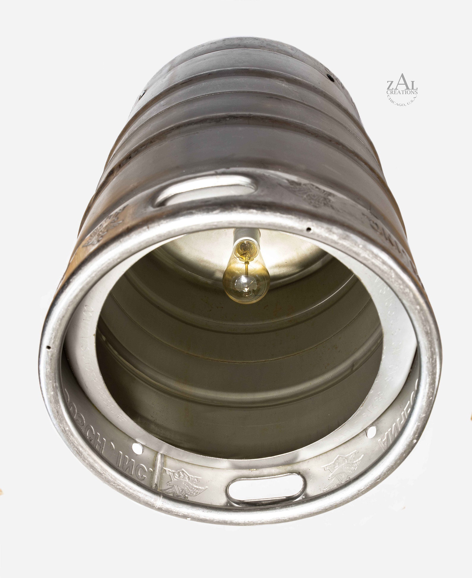 Beer Keg Light, Keg Lighting, Ceiling Light. Stainless Steel Barrel ...