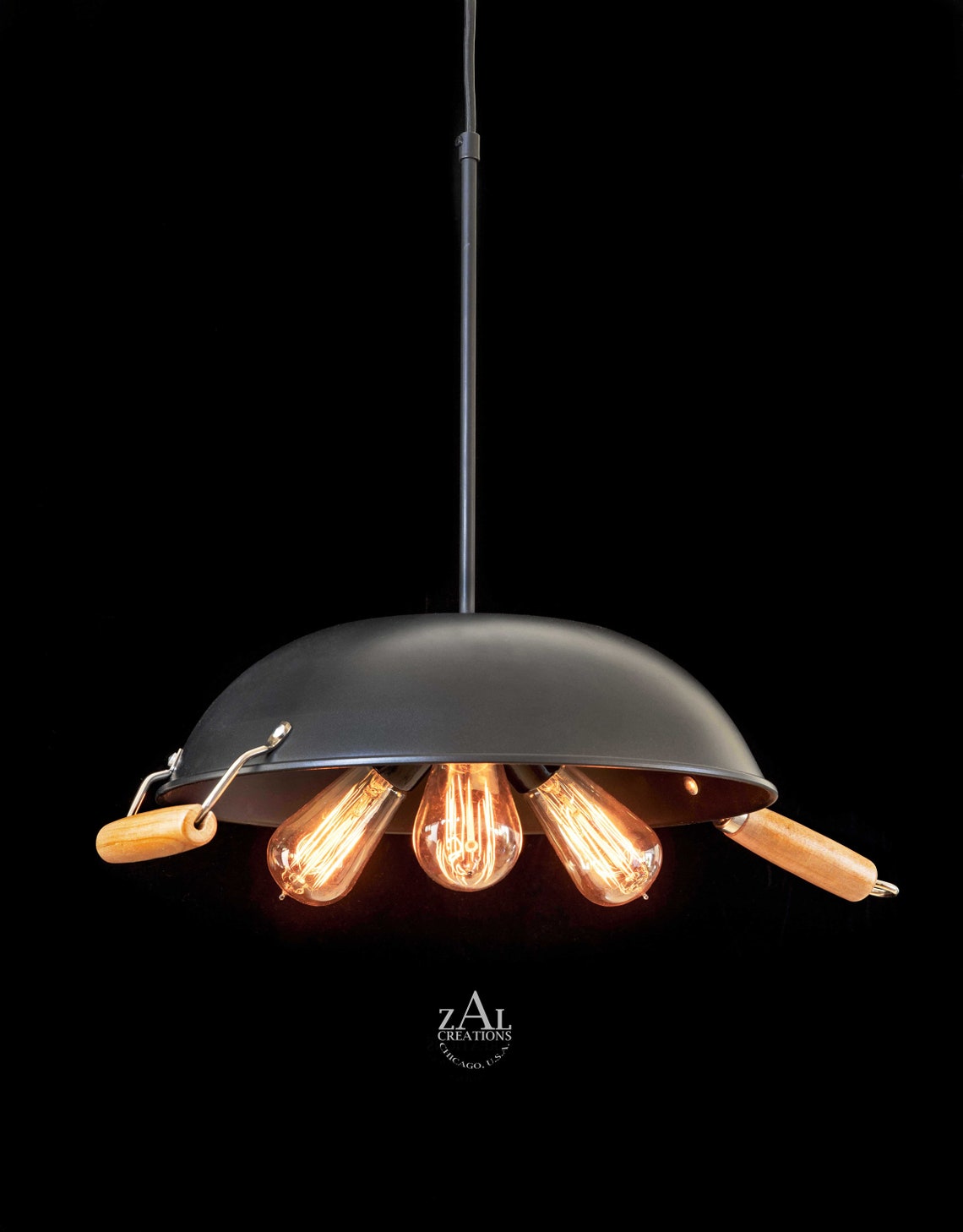 Wok Lamp. Cooking Pan Pendant Lighting. Wok Light. Dome Chandelier. - Etsy