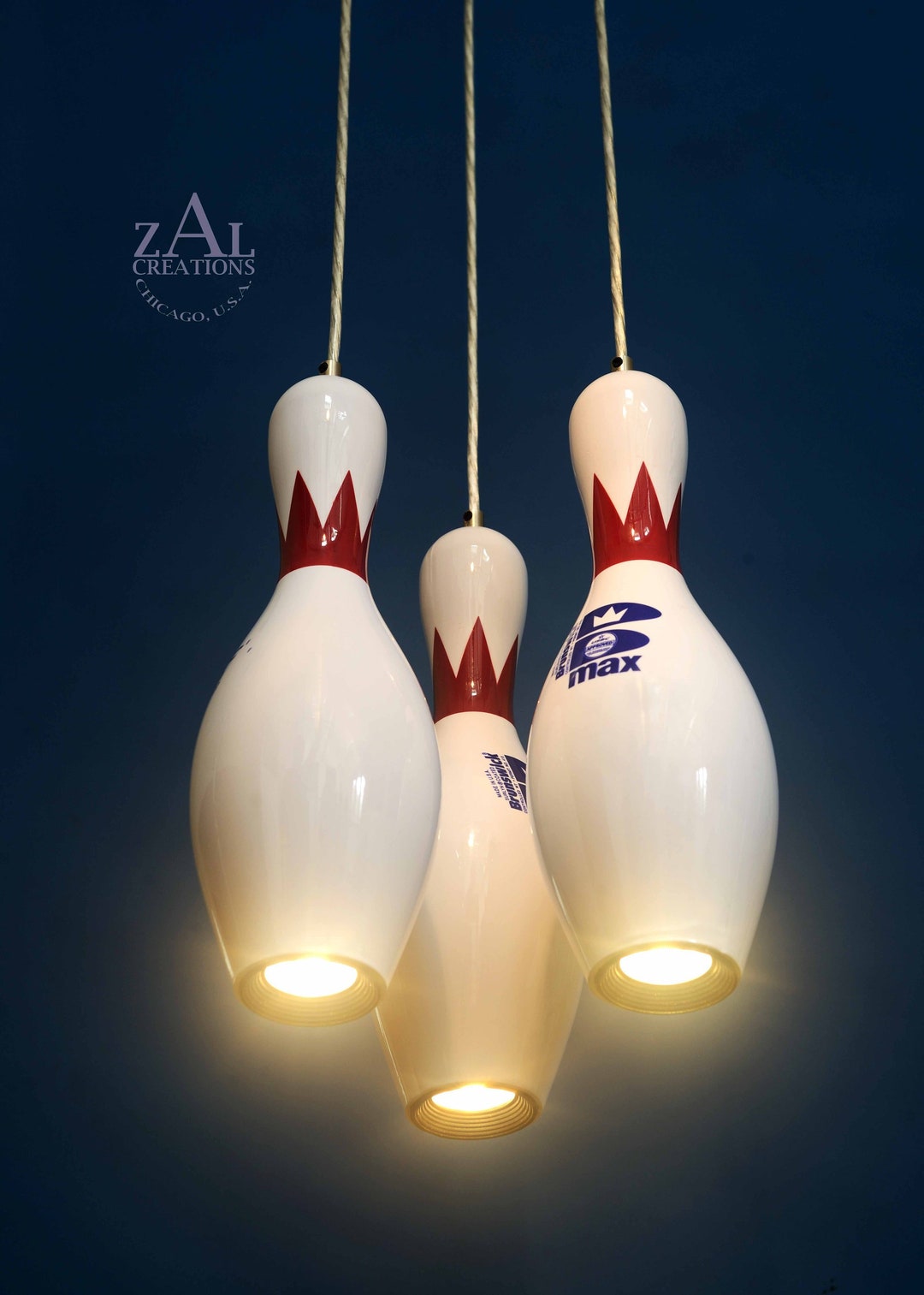 Bowling Pins. Pendant Light. LED Bulbs. - Etsy