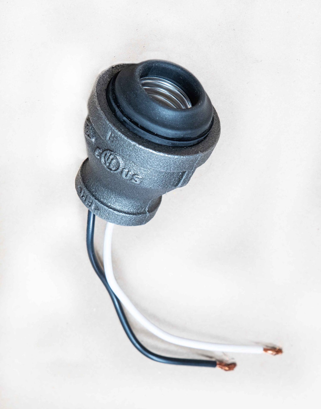 Steampunk Lampholder Black Iron Pipe Lamp Socket With Wire Leads. 3/4 ...