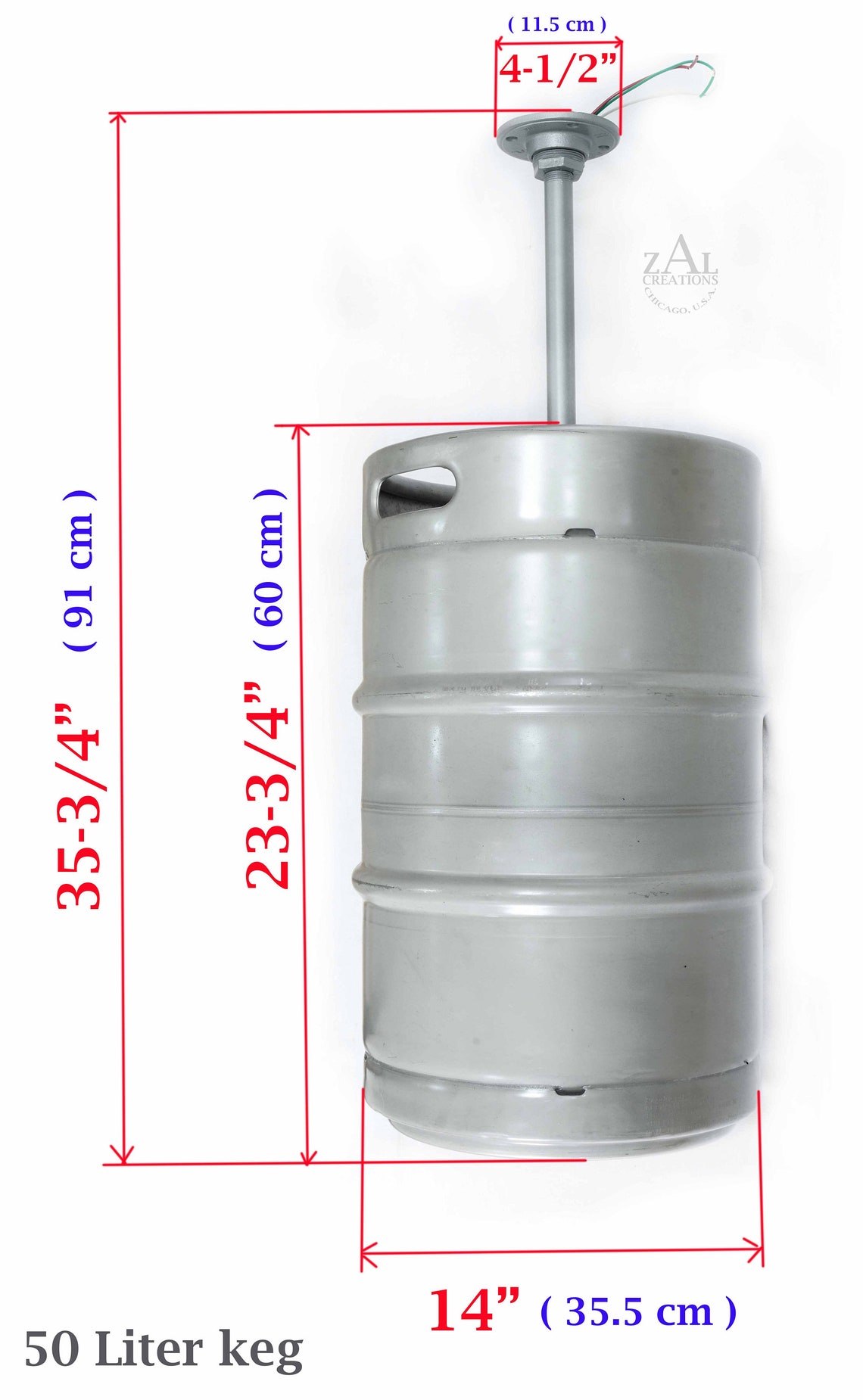 Beer Keg Light, Keg Lighting, Pendant Light. Stainless Steel Barrel ...