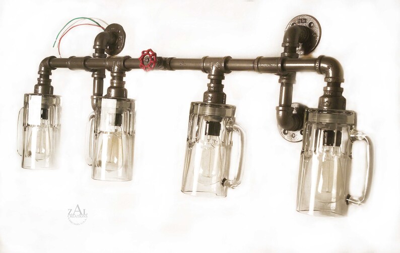 Vanity Light. Plumbing Fittings & Beer Mugs With Vintage Style Edison ...