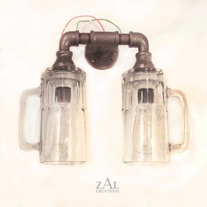 Sconce, Wall Light, Double Beer Mug, Lamp With Vintage Style Edison ...