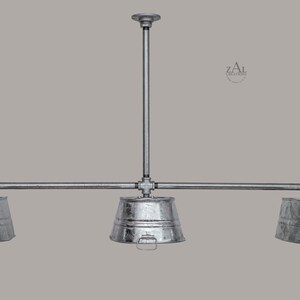 Ceiling Light. Industrial Style, Galvanized Steel. 3 Shades. - Etsy