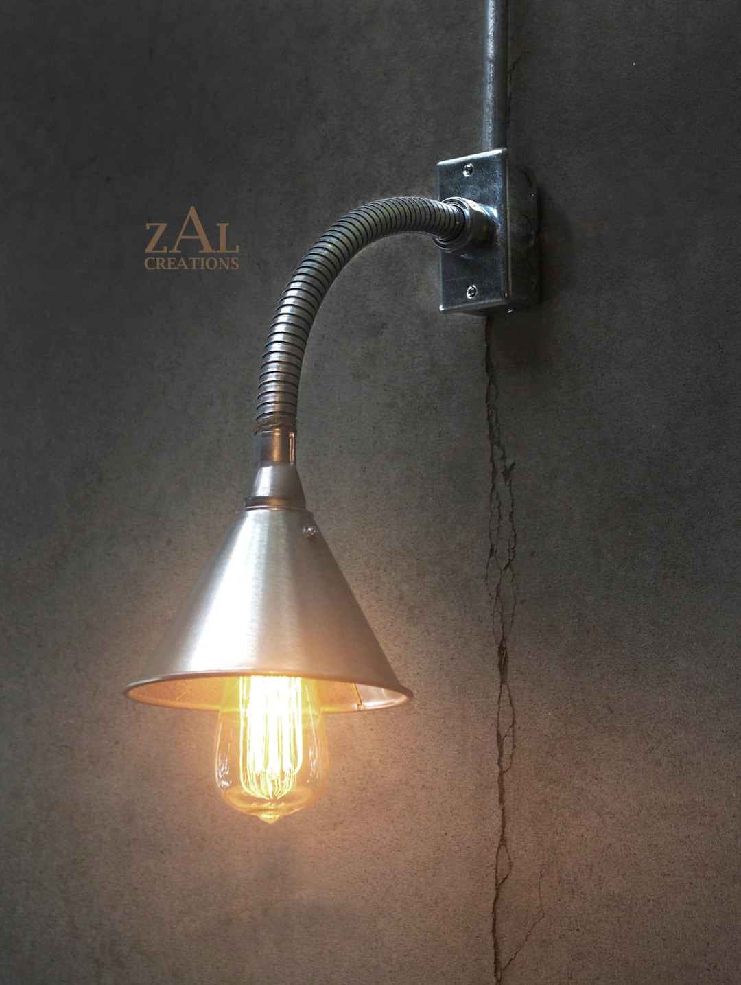 Wall Light. Sconce. Flexible Funnel Light. Industrial Style. Adjustable ...