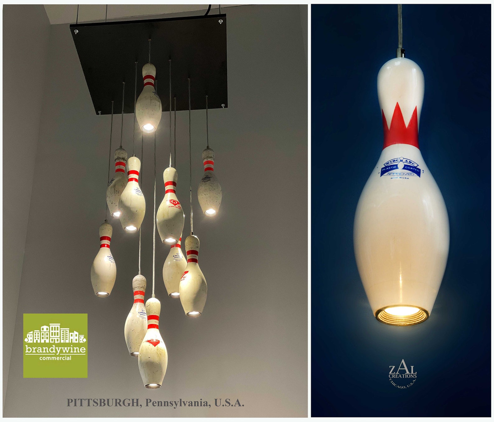 Bowling Pin Pendant Light. LED Bulb. - Etsy