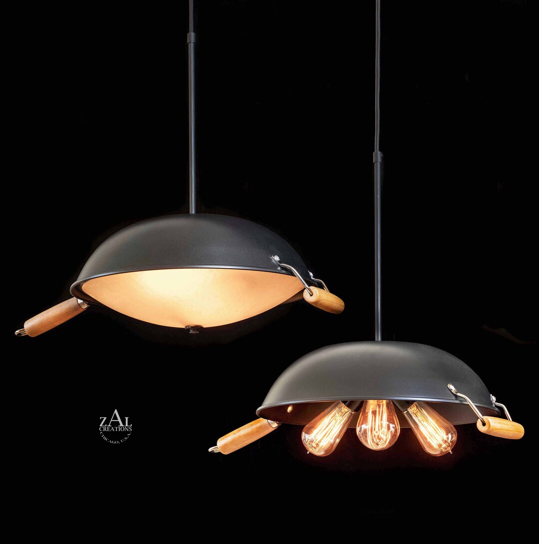 Wok Lamp. Cooking Pan Pendant Lighting. Wok Light. Dome Chandelier. - Etsy