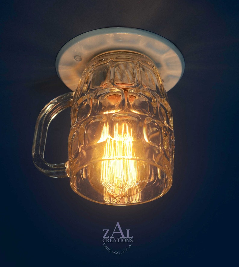 Ceiling Light. Beer Mug. Flush Mount. | Etsy