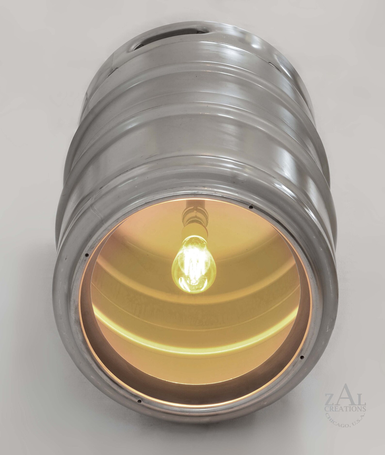 Beer Keg Light, Keg Lighting, Pendant Light. Stainless Steel Barrel ...