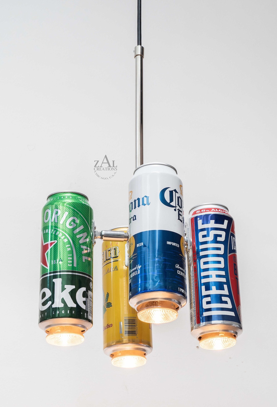 Beer Can Pendant Light. Chandelier. Adjustable. - Etsy
