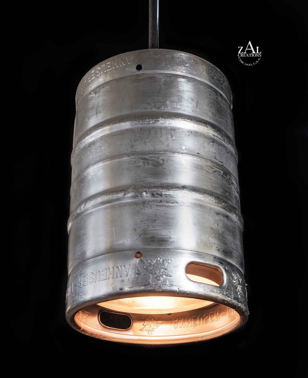 Beer Keg Light, Keg Lighting, Ceiling Light. Stainless Steel Barrel ...