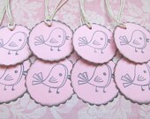 Items similar to Cute Bird Gift Tags on Pink Cardstock Scrapbook ...