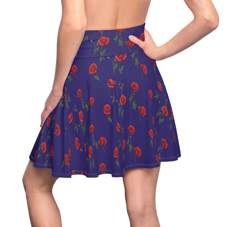 Imperial Velvet Violet Women Circle Skirt, Poppy Print Botanical ...