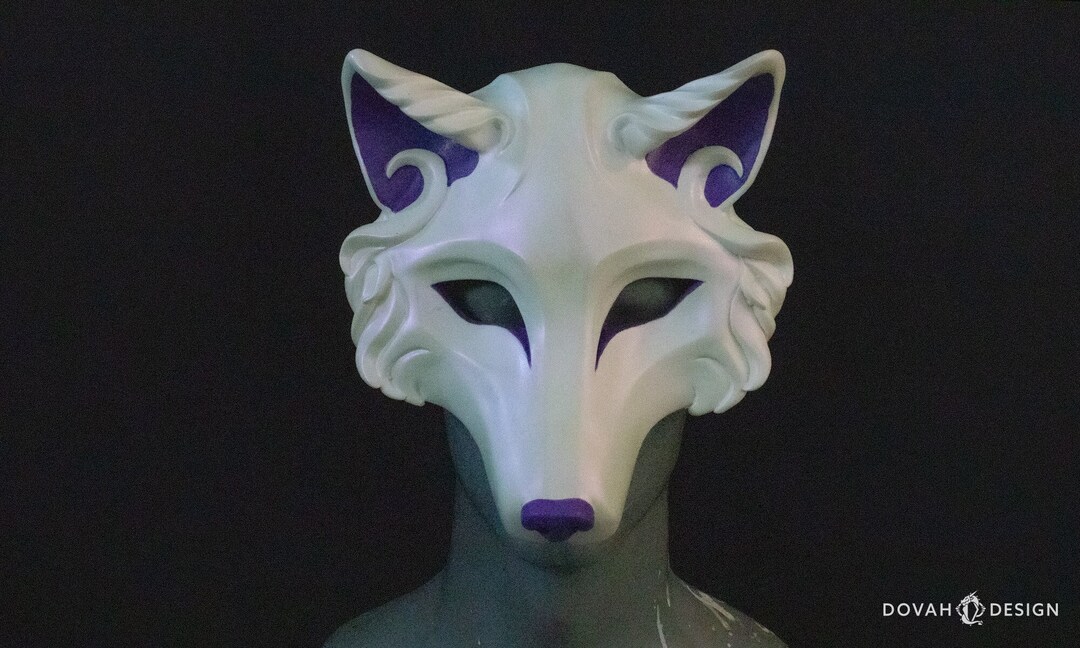 White and Purple Wolf Mask, Made-to-order - Etsy