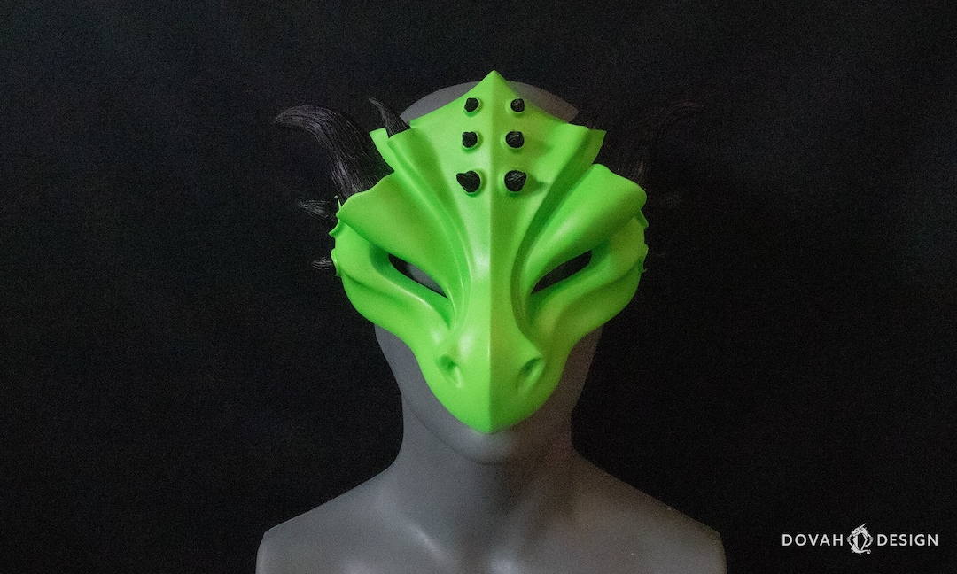 Neon Green Dragon Mask, "masquerade Style" - Etsy