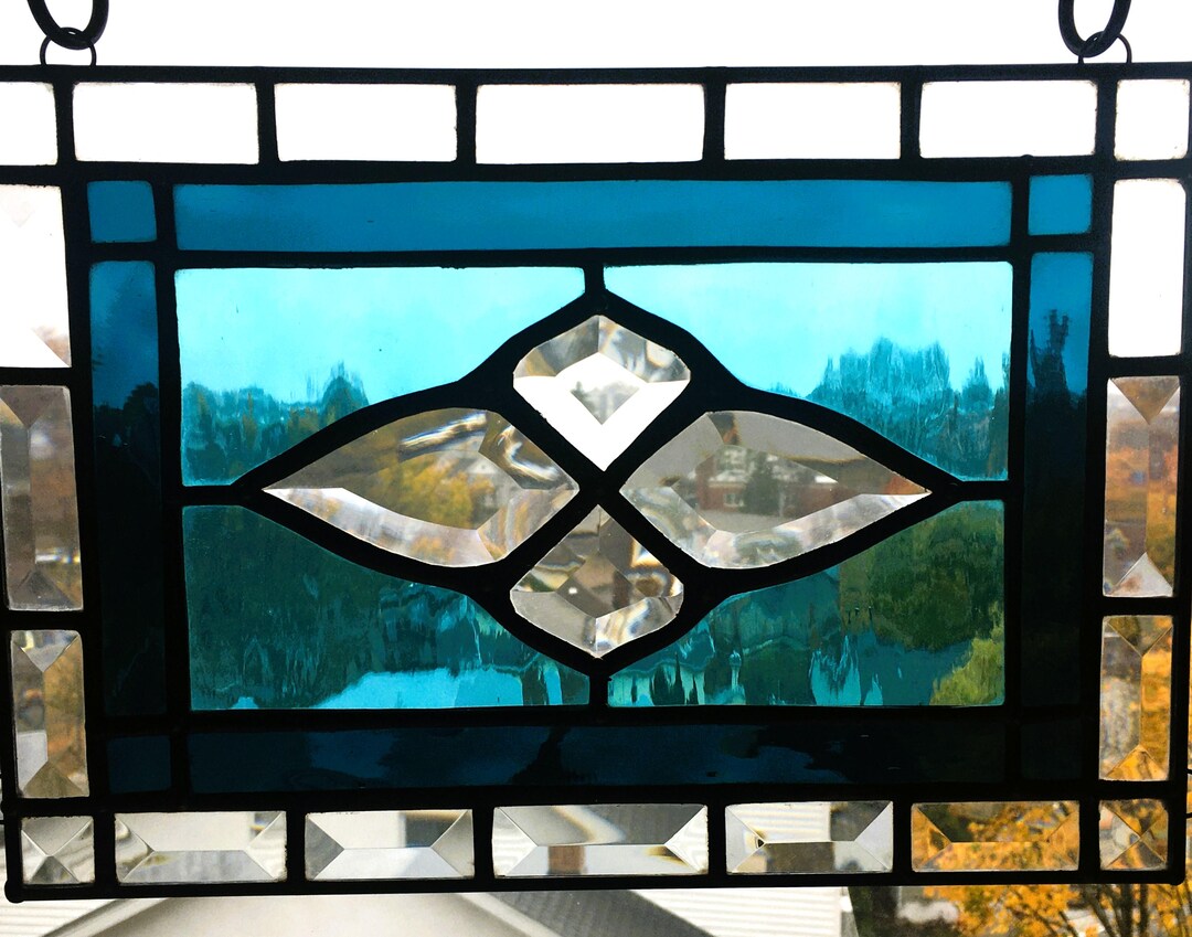 Stained Glass Art Panel, Cheerful and Sparkling Stained Glass, Blue ...