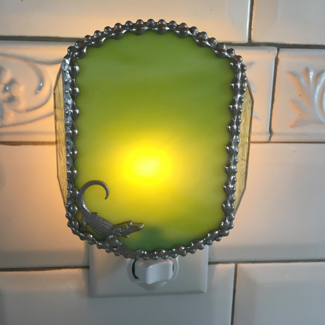 Stained Glass Gator Nightlight|lime Green Glass|home and Living ...