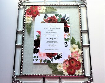 CUSTOM Stained Glass Framed Wedding Invitation With Pressed | Etsy
