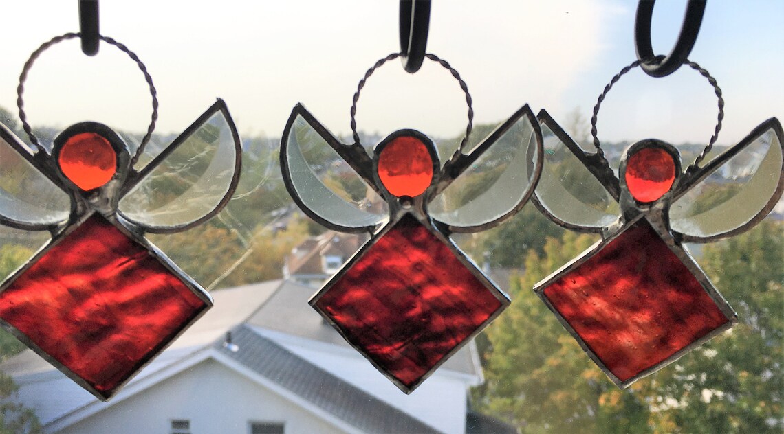 Stained Glass Angel Suncatcherbirthstone Angeljulyjuly - Etsy