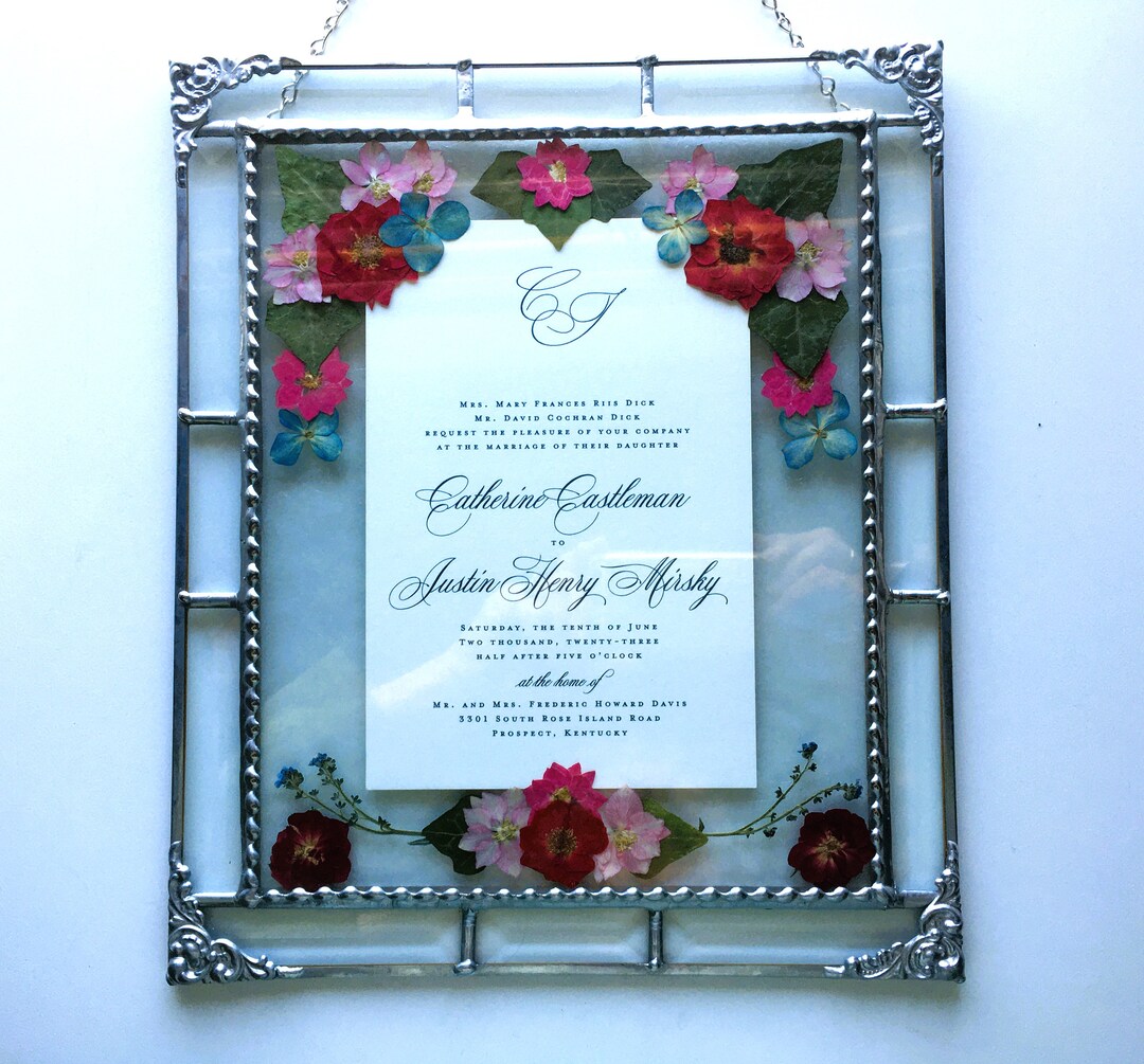 TO BE MADE, Custom-framed Wedding Invitation With Pressed Flowers ...