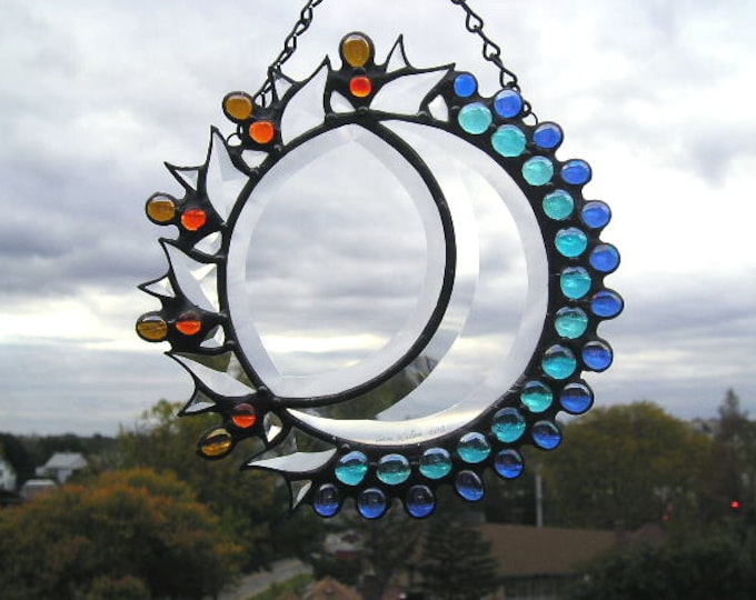 Stained Glass|sun & Moon Stained Glass|celestial Suncatcher|glass Art ...