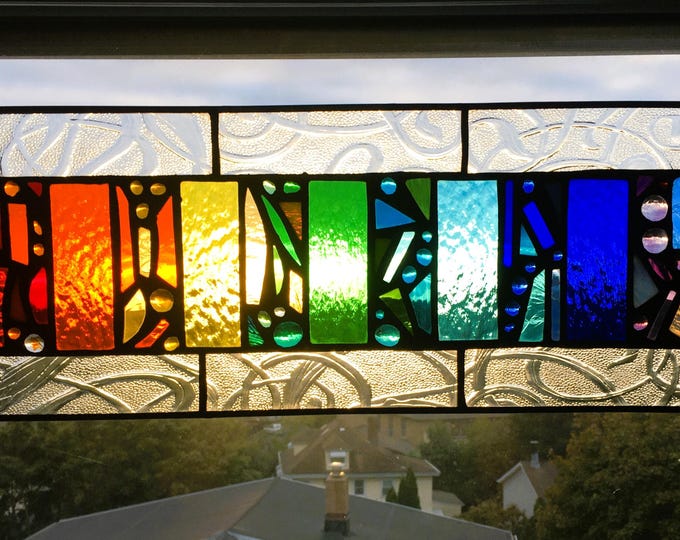 Stained Glass Rainbow Panel|rainbow Transom or Sidelight|spectrum ...