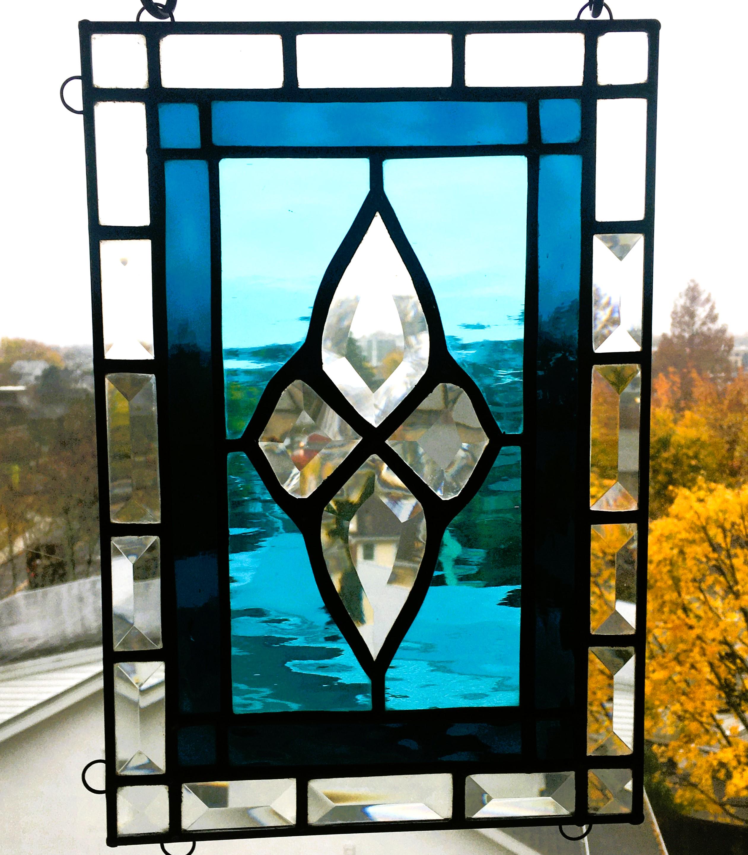 Stained Glass Art Panel, Cheerful and Sparkling Stained Glass, Blue ...