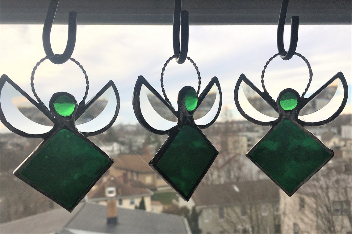 Stained Glass Angel Suncatcherbirthstone Angel Suncatchermay | Etsy