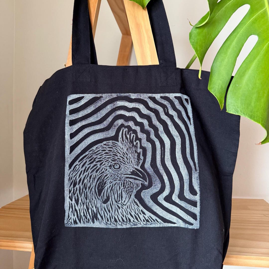 Reusable Grocery Bag Tote- "trippy Chicken" - Etsy