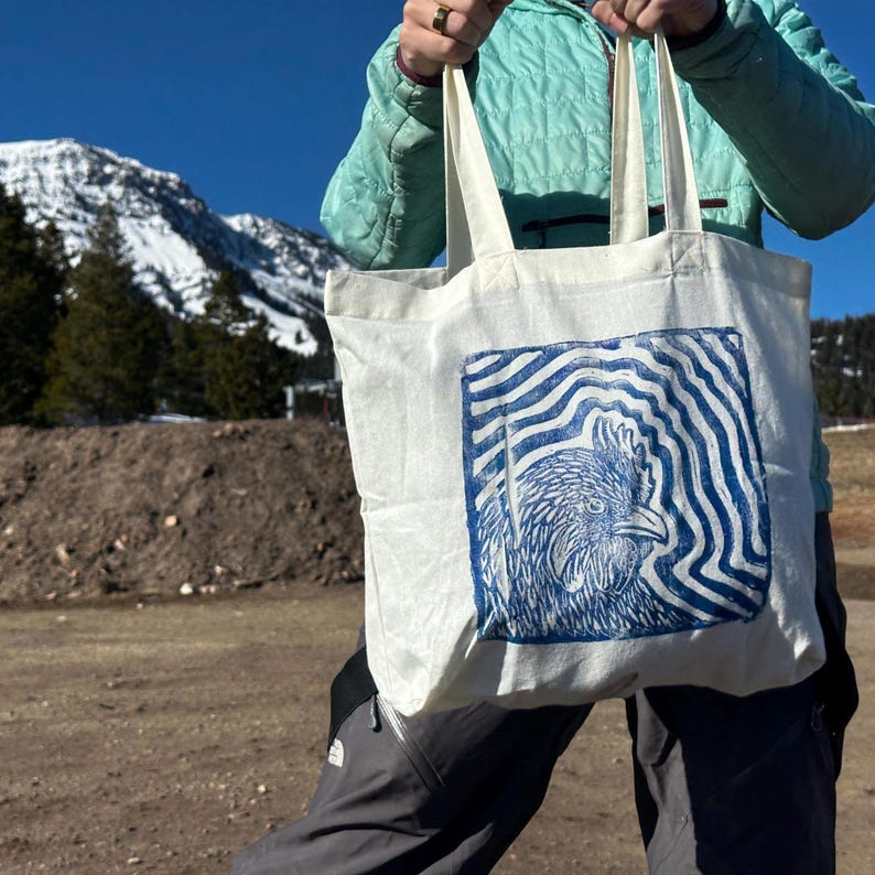 Reusable Grocery Bag Tote- "trippy Chicken" - Etsy