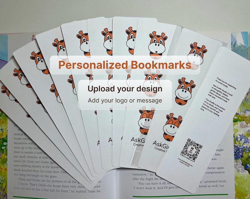 Custom Bookmarks With Logo & QR Code, Personalized Printed Bookmark Set ...
