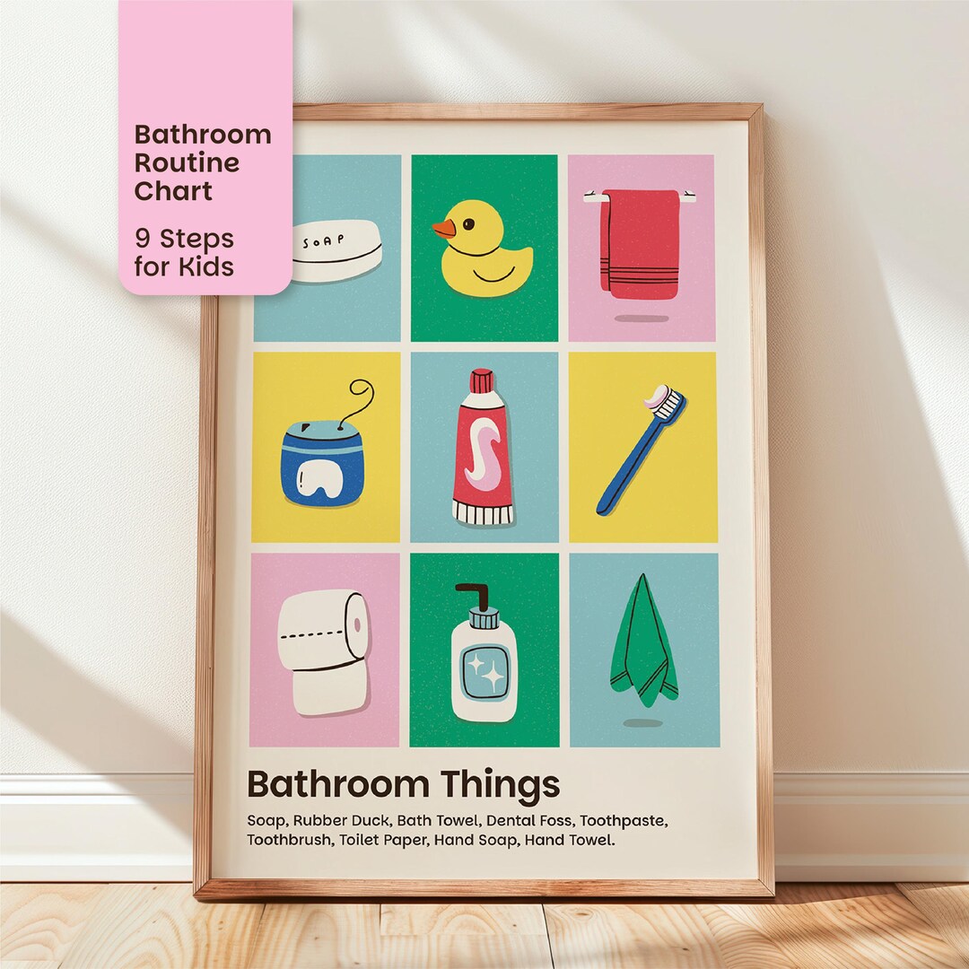 Kids Bathroom Routine Poster Set | Visual Chart | Digital Download - Etsy