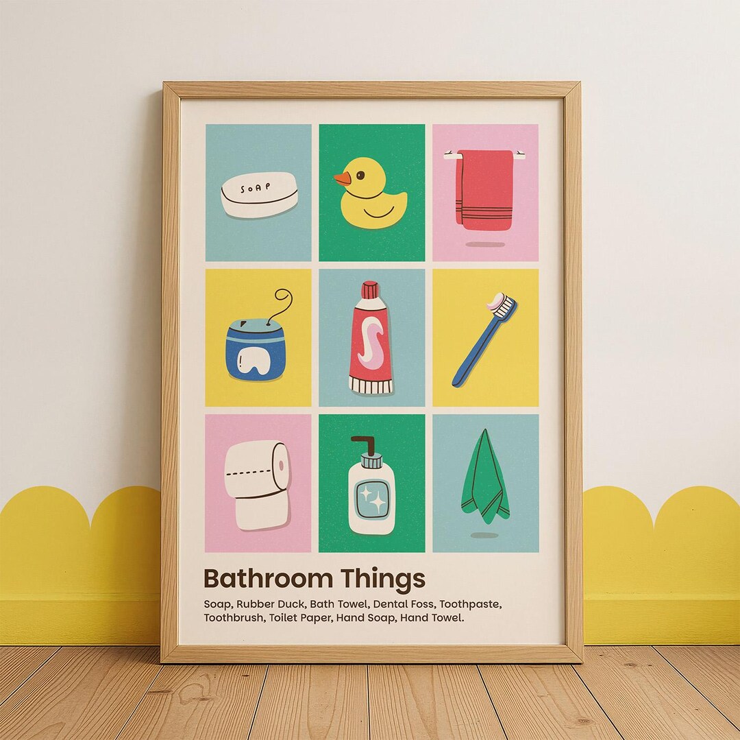 Bathroom Routine Posters for Kids | Calm Visual Wall Art | Printed ...