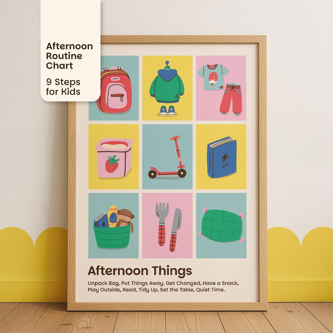 Afternoon Routine Poster for Kids | Visual Schedule Wall Art | Calm ...