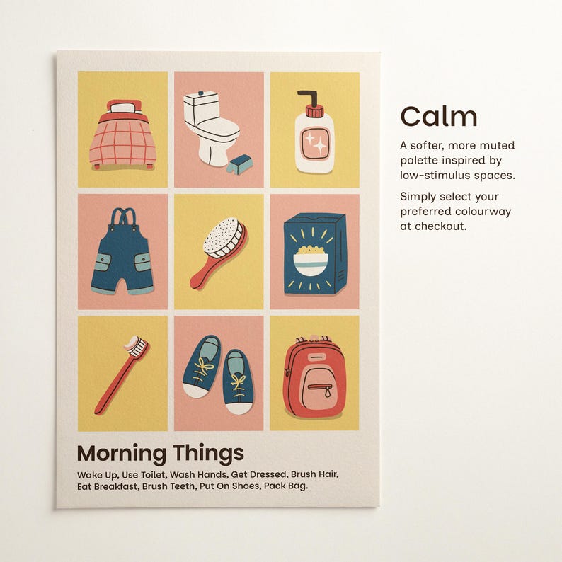 Morning Routine Chart for Kids | Get Ready Poster | Visual Schedule ...