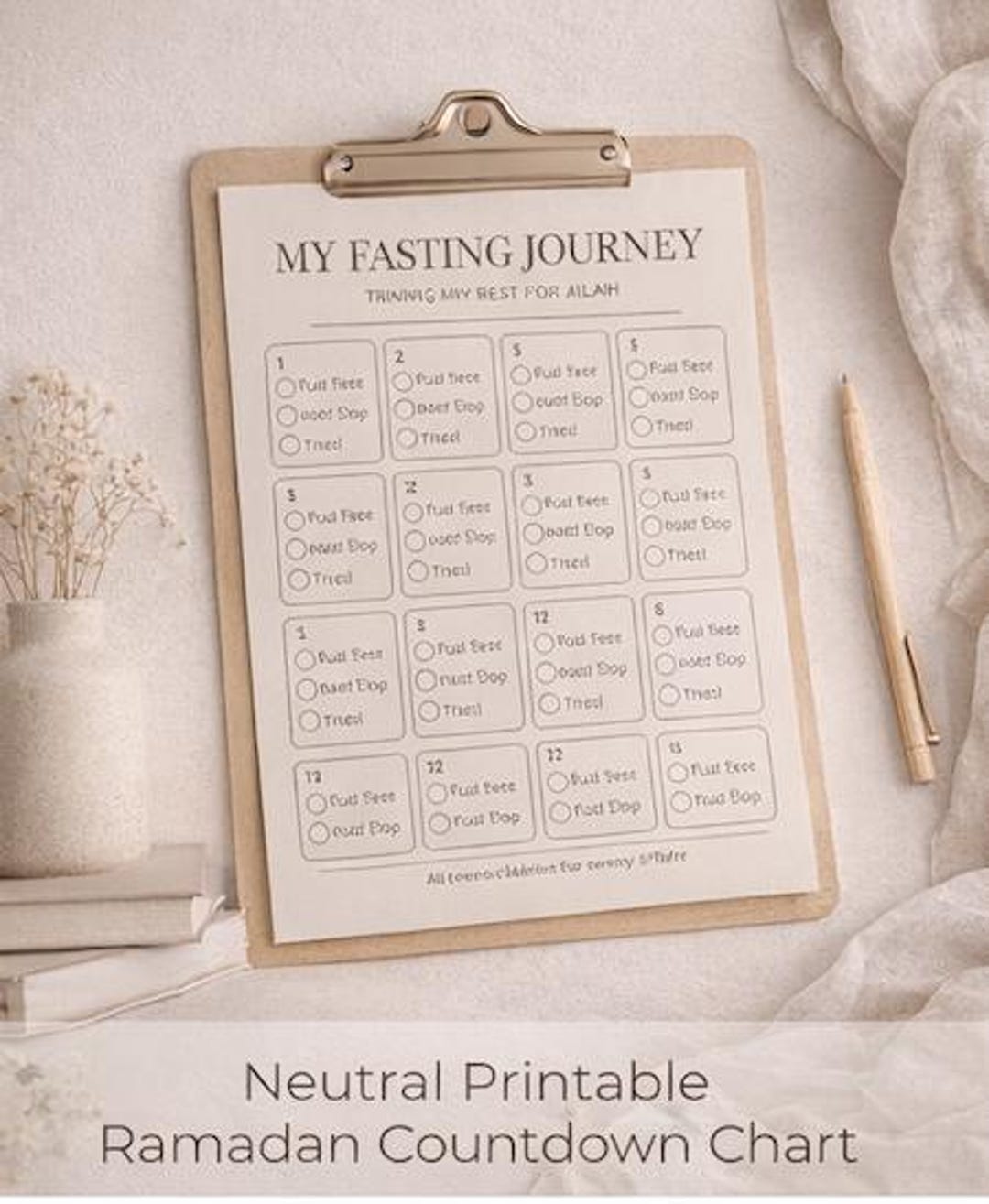 Ramadan Fasting Tracker for Kids Printable | My Fasting Journey Chart ...