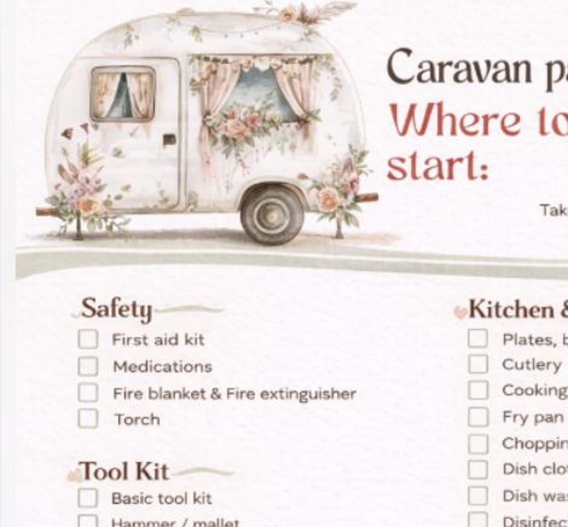 Ultimate Caravan Packing Checklist. Travel Essentials Printable - Etsy ...
