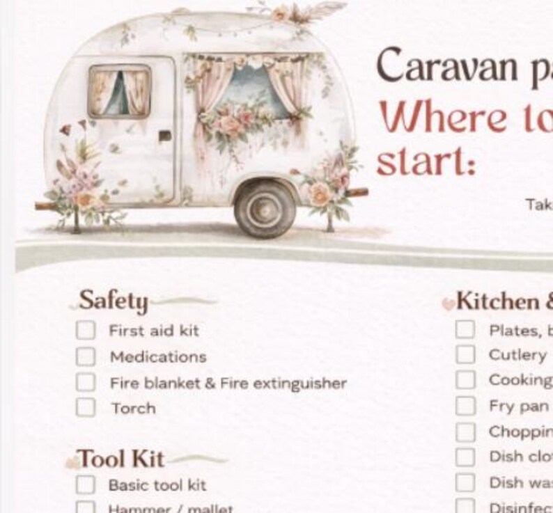 Ultimate Caravan Packing Checklist. Travel Essentials Printable - Etsy ...