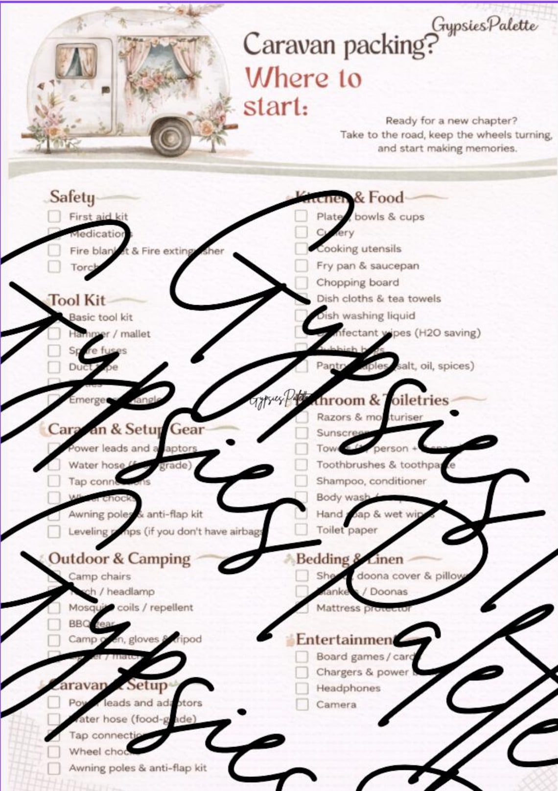 Ultimate Caravan Packing Checklist. Travel Essentials Printable - Etsy ...
