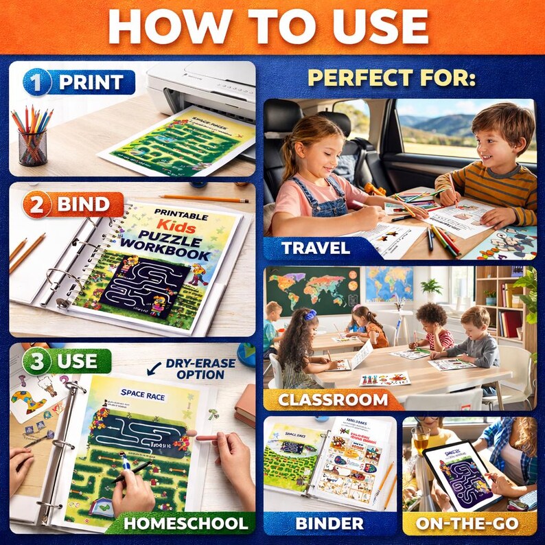 Printable Kids Brain Games PDF | 25 Puzzle Workbook Pages | Reading ...