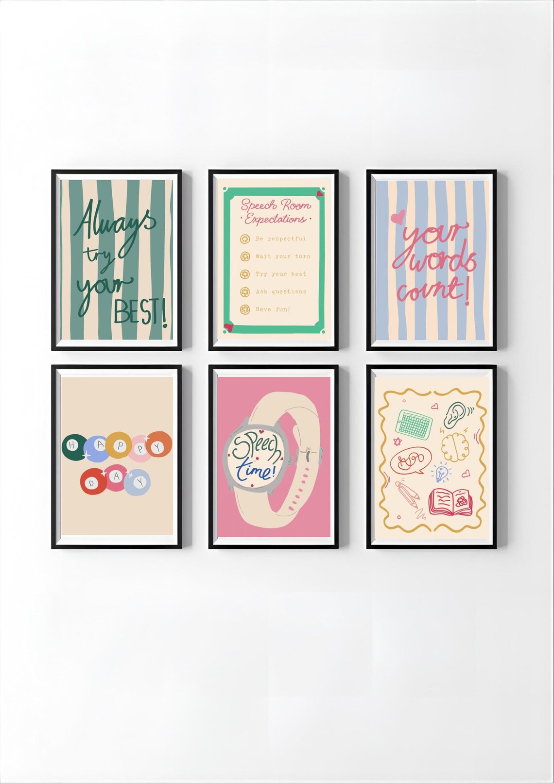 Speech Therapy Wall Art Set - 6 Printable Posters I SLT Clinic Decor I ...