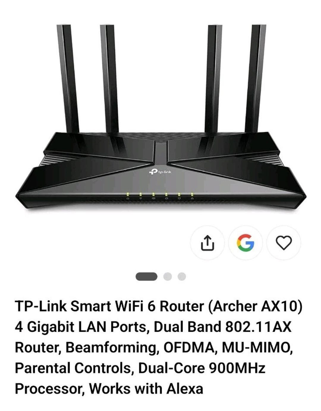 Tp-link Router Archer AX10 AX1500 Wi-fi 6 Router 1201/300mbps 5/2.4ghz ...
