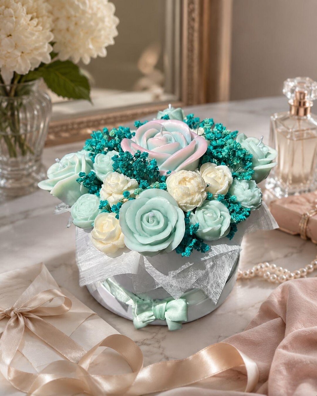 Luxury Floral Gift Bouquet | Rose Wax Flower Arrangement | Lasts ...