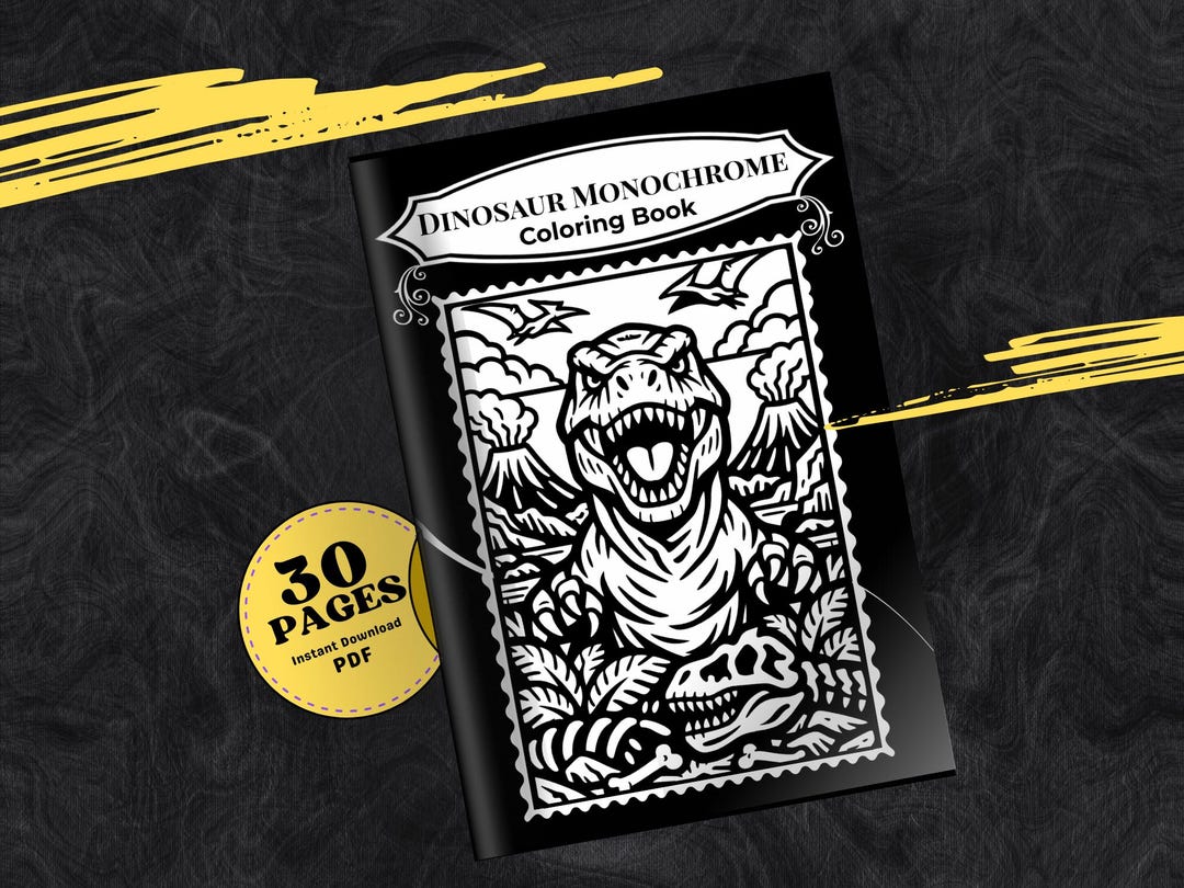 Dinosaur Coloring Pages – 30 Bold Line Art Illustrations (PDF Download ...