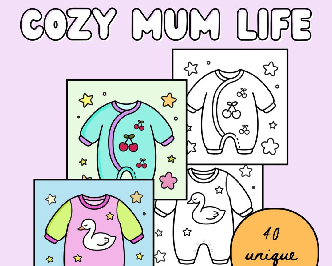 Cozy Mum Life Coloring Book, Bold & Easy, Baby Onesie - Etsy