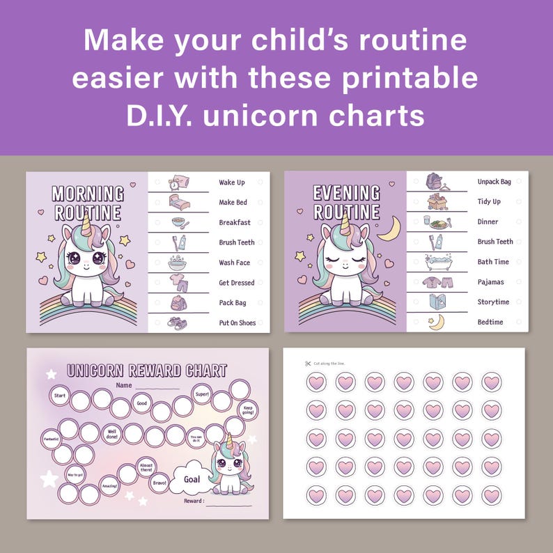 Unicorn Routine Chart for Kids | Morning & Evening Flip Chart With ...
